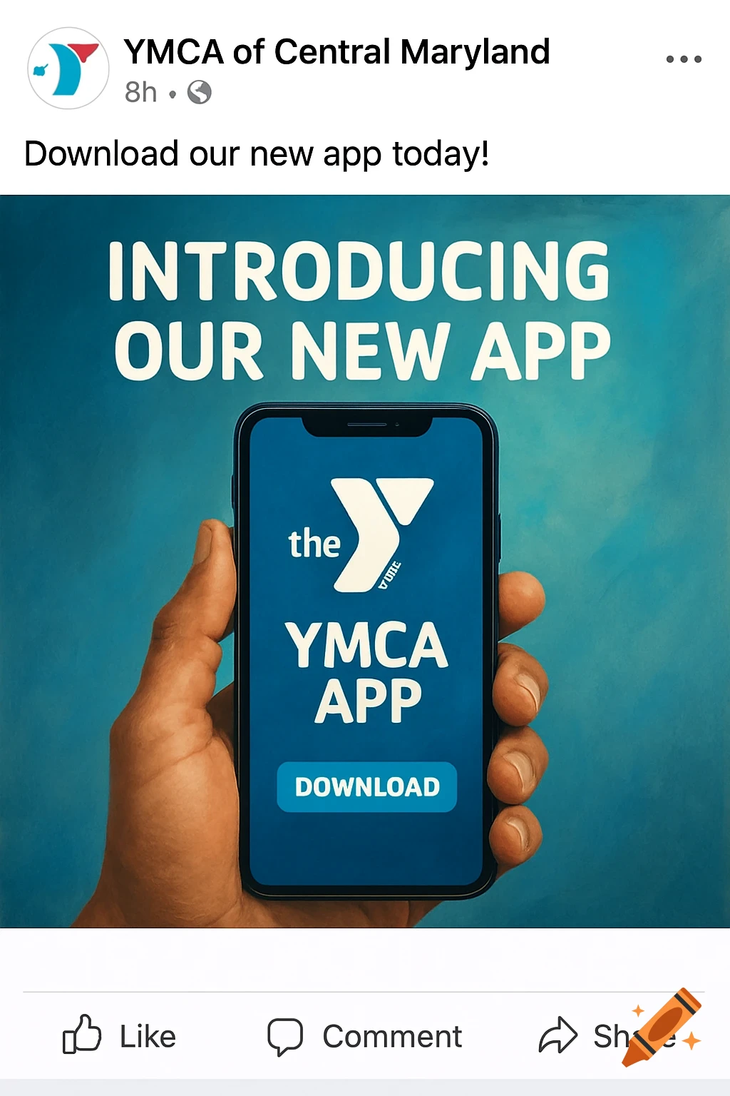 Facebook post screenshot for YMCA of Central Maryland app promotion on ...