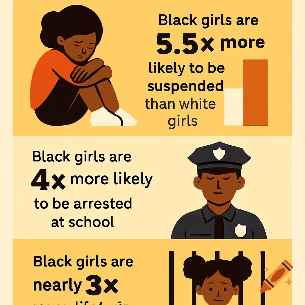 Infographic showing statistics on school discipline for Black girls ...