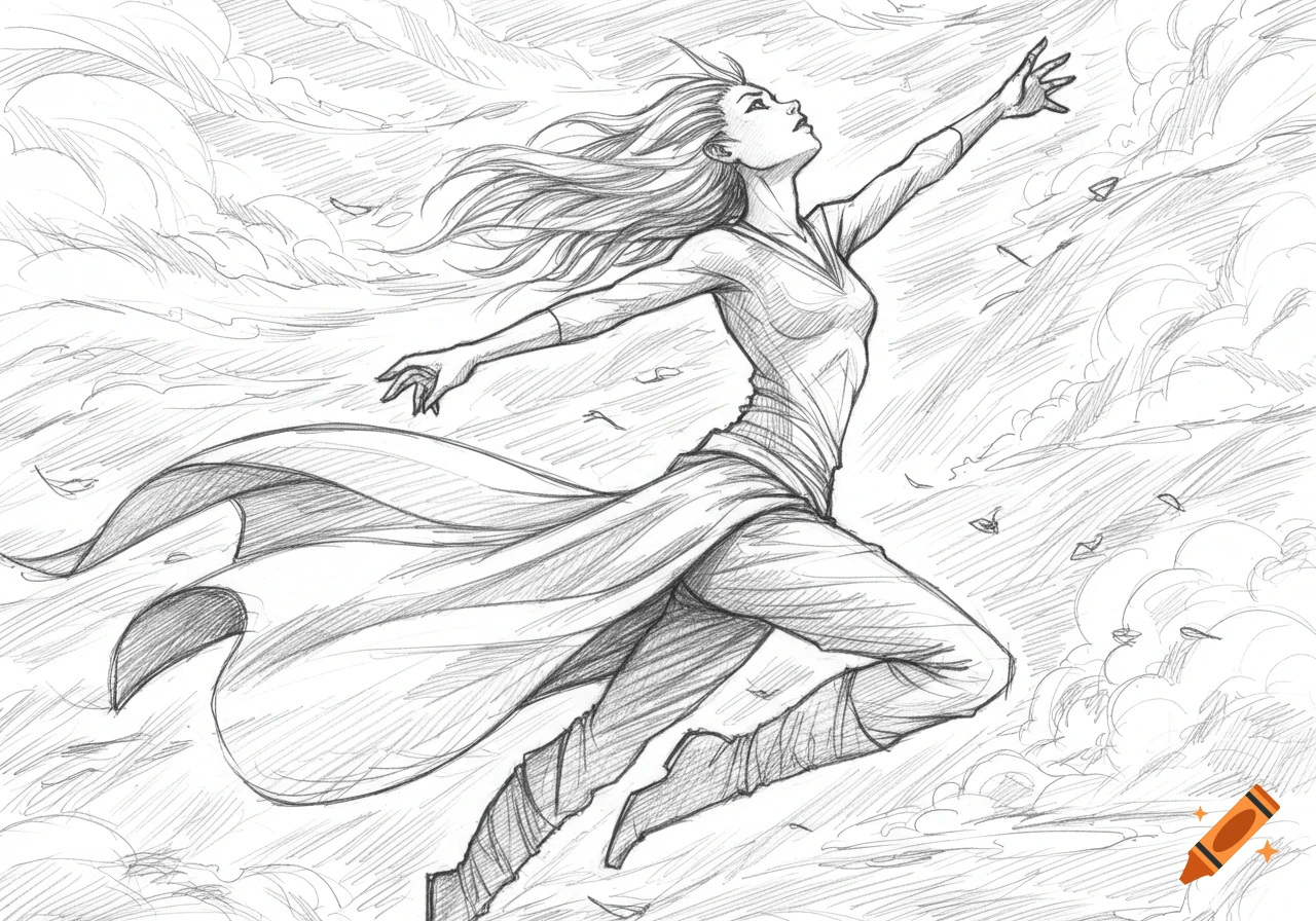 Pencil art style image of taking flight on Craiyon