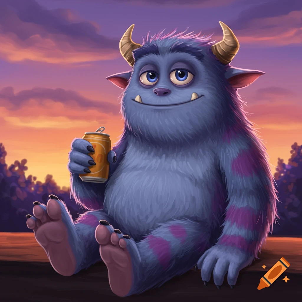 Cartoon illustration of Sully from Monsters Inc and Pippi Longstocking ...