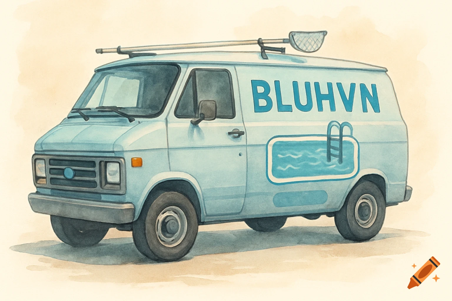 Watercolor illustration of a vintage green pickup truck with t-shirts ...