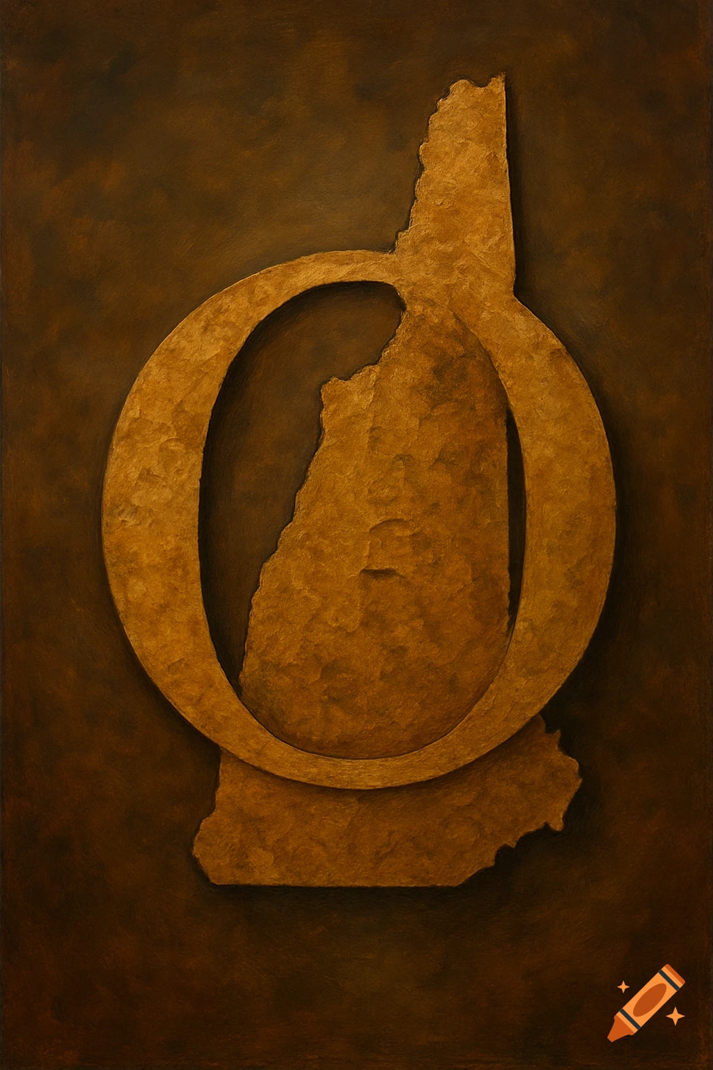 Textured golden ring overlapping the shape of New Hampshire on a dark ...