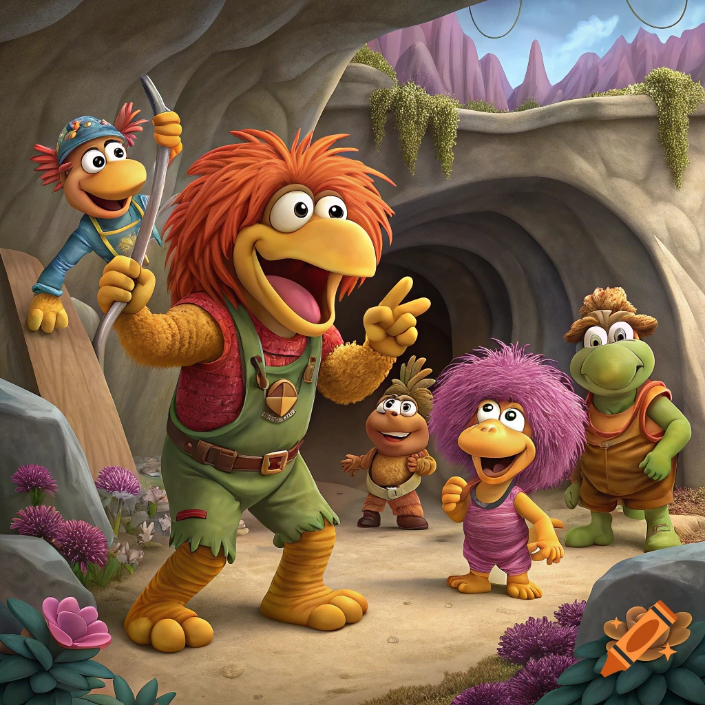 Dwayne Johnson as Fraggles from Fraggle Rock on Craiyon