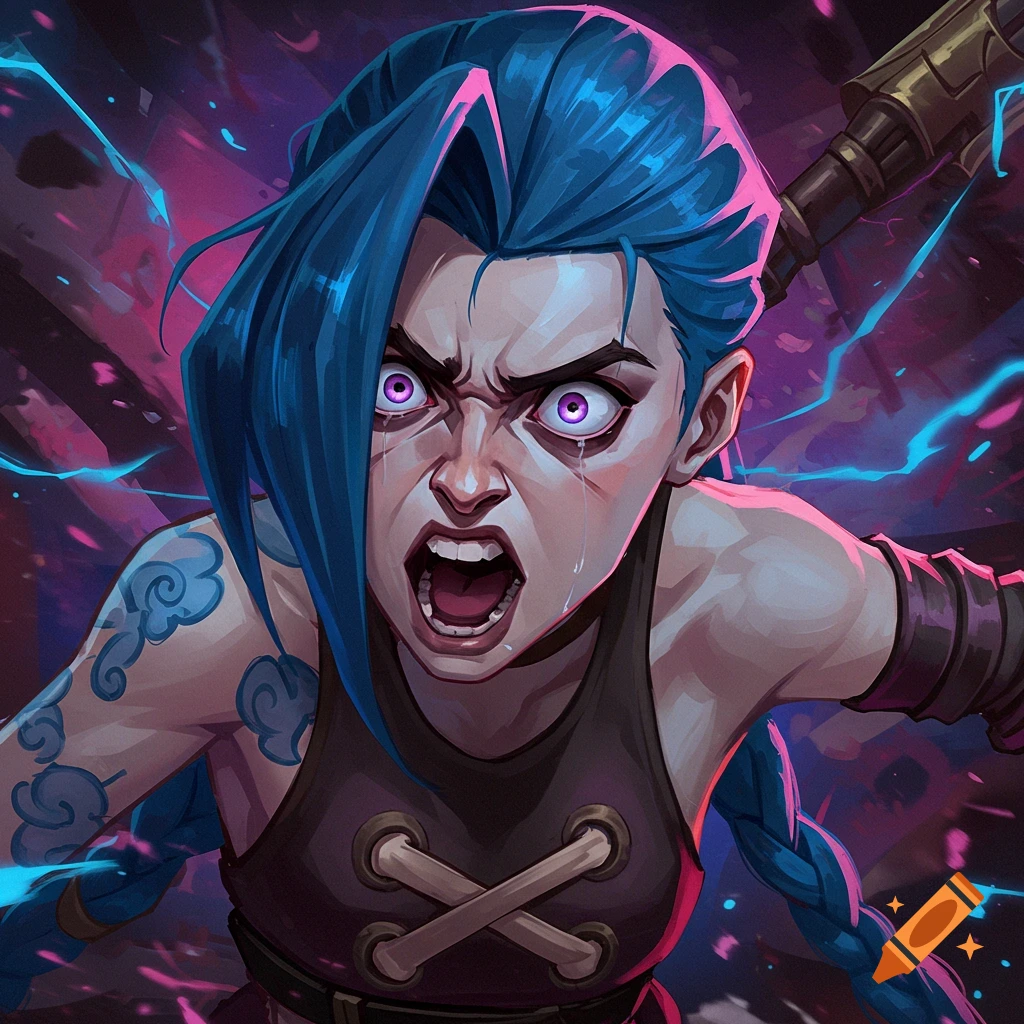 Illustration of Jinx from Arcane and Dante from Devil May Cry standing ...