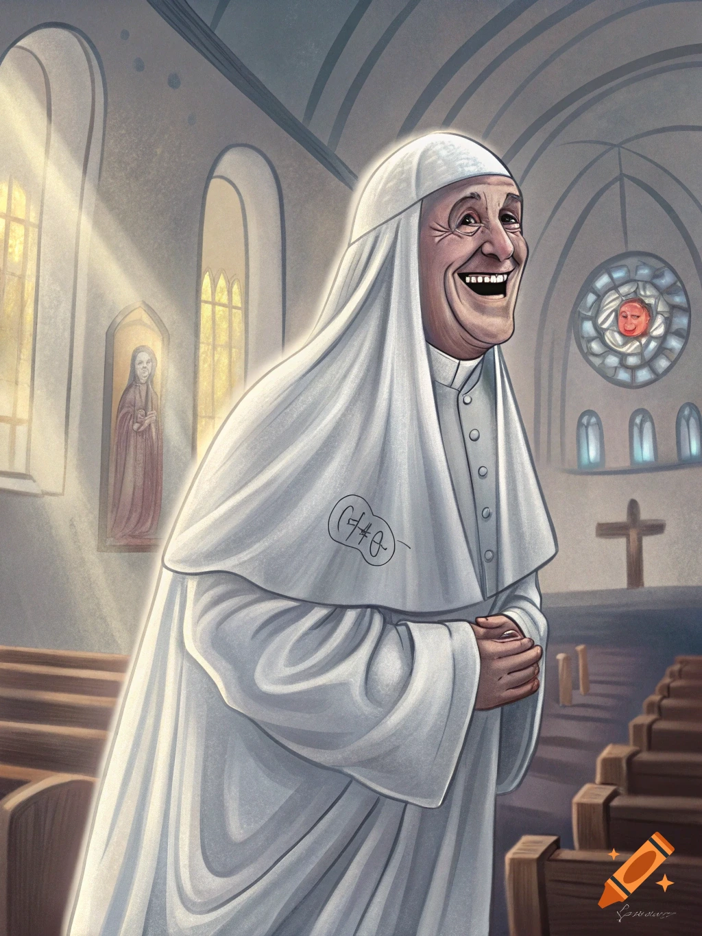 Pope Francis as a ghost on Craiyon