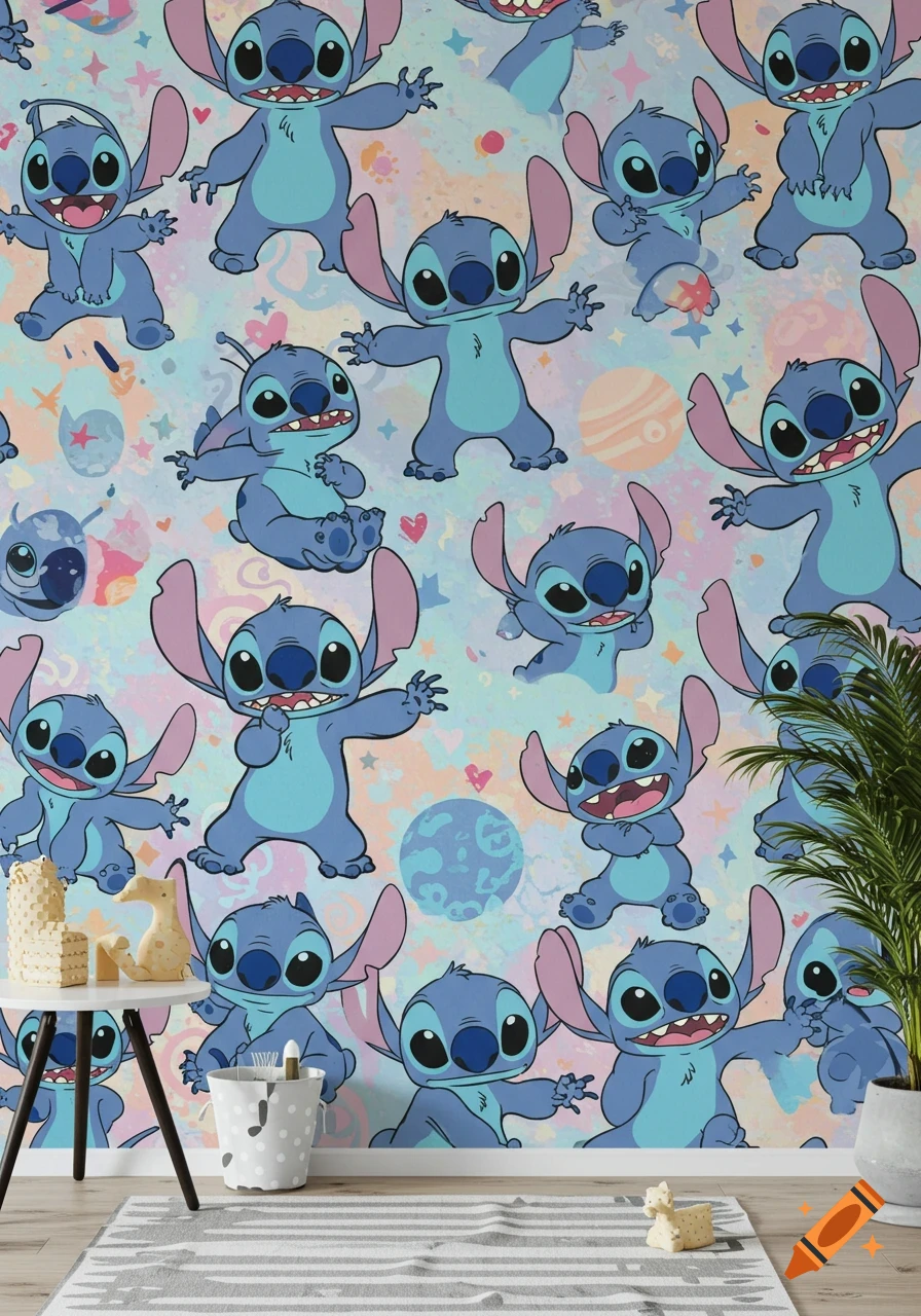 Stitch+and+cinnamoroll+wallpaper created on Craiyon
