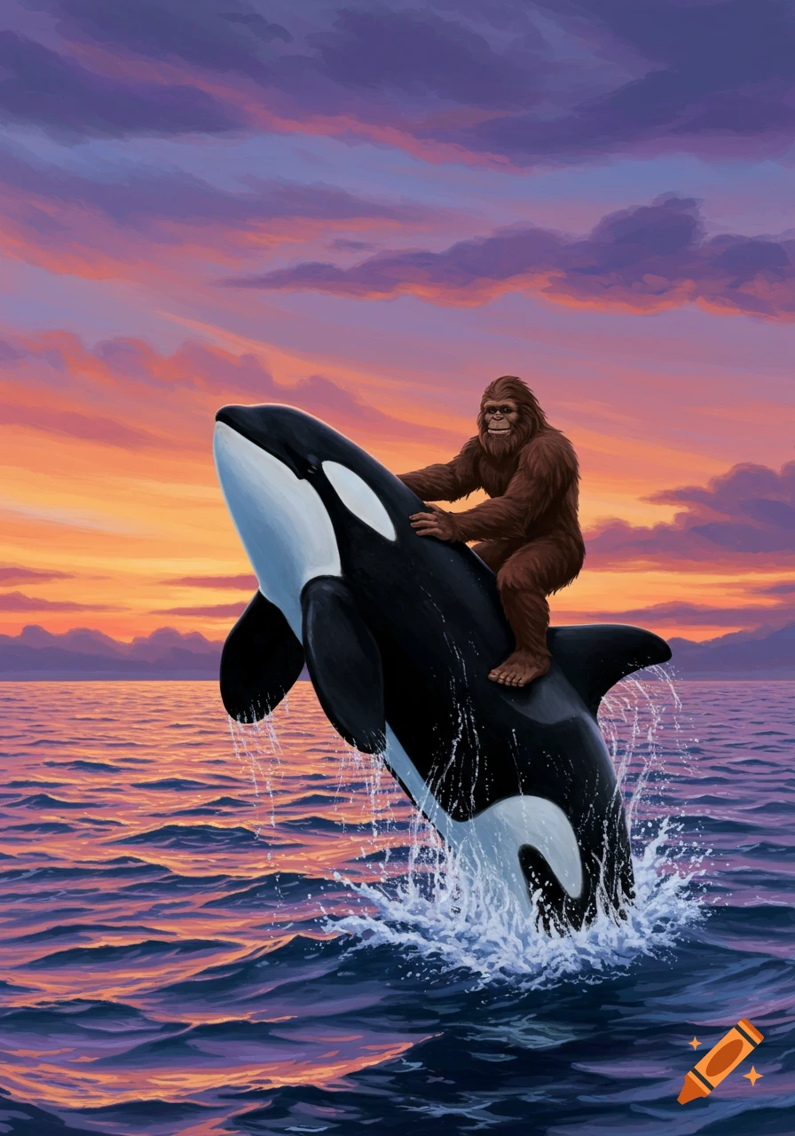 Haida Gwaii style painting of an orca jumping out of the ocean with ...