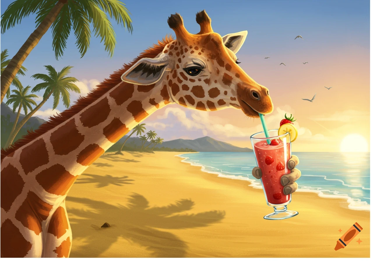 A humorous cartoon giraffe in a top hat and suit drinks red wine at an ...