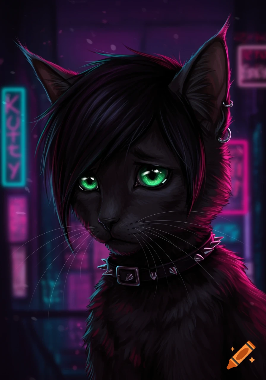 A crying emo furry with purple eyes against a city skyline. on Craiyon