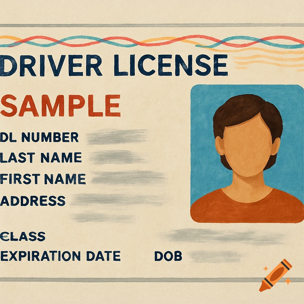 Illustration of a hand drawing a gold star on a driver's license with a gold marker. on Craiyon