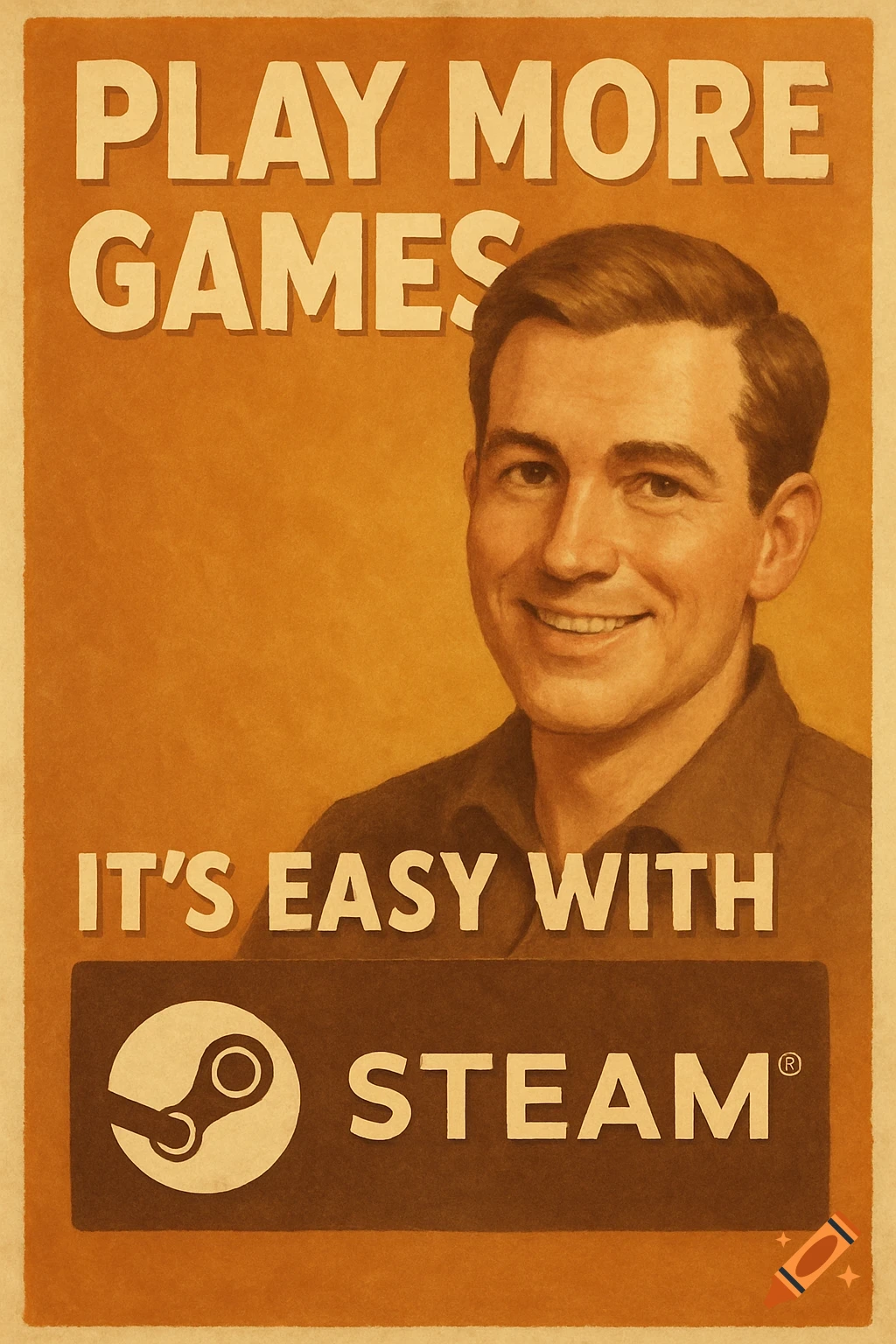 Steam ad poster with nostalgia theme on Craiyon