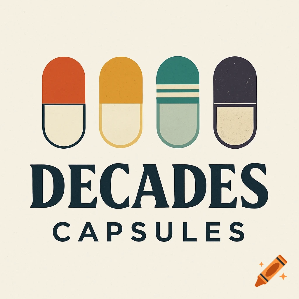 Logo for capsules from different decades on Craiyon