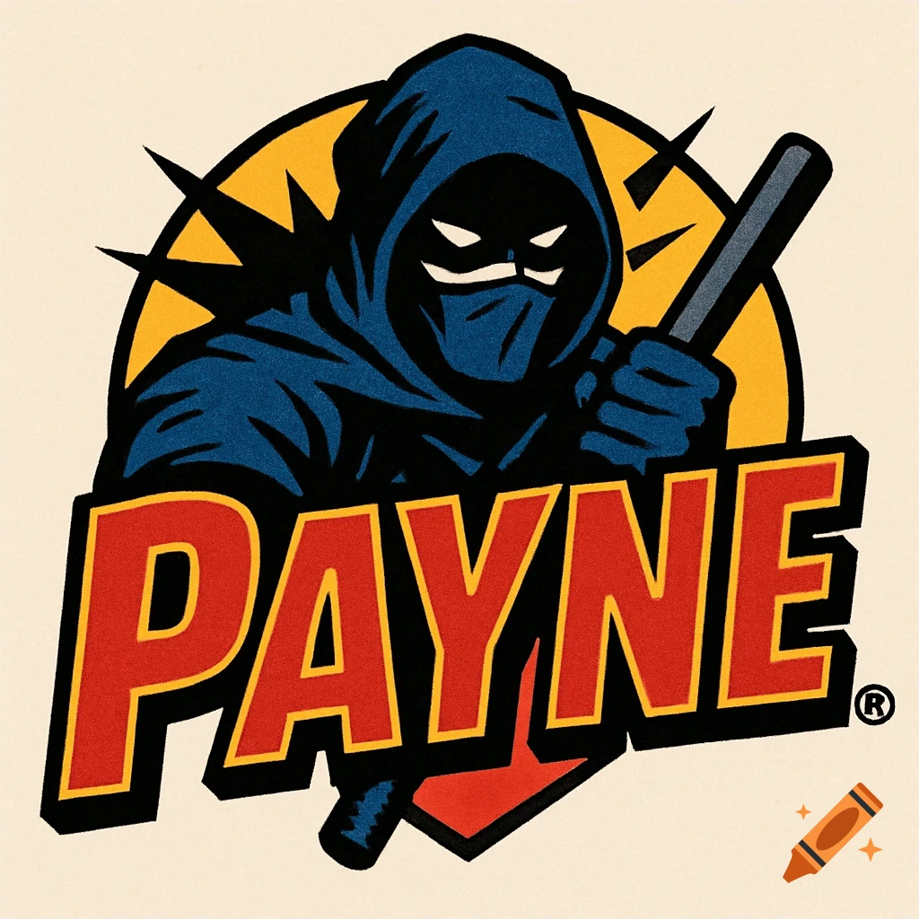 Comic-style logo of a masked vigilante holding a bat with the name ...