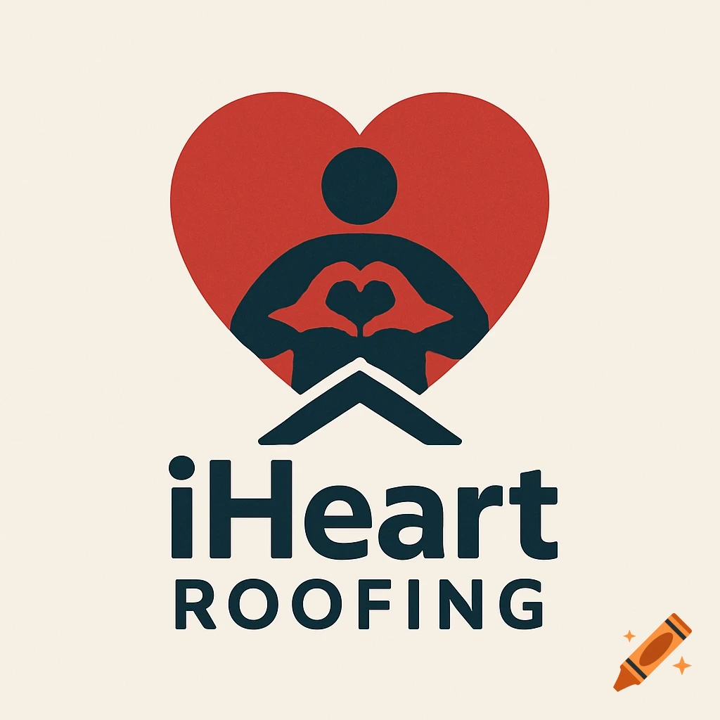 IHeart Roofing logo with heart and person on Craiyon