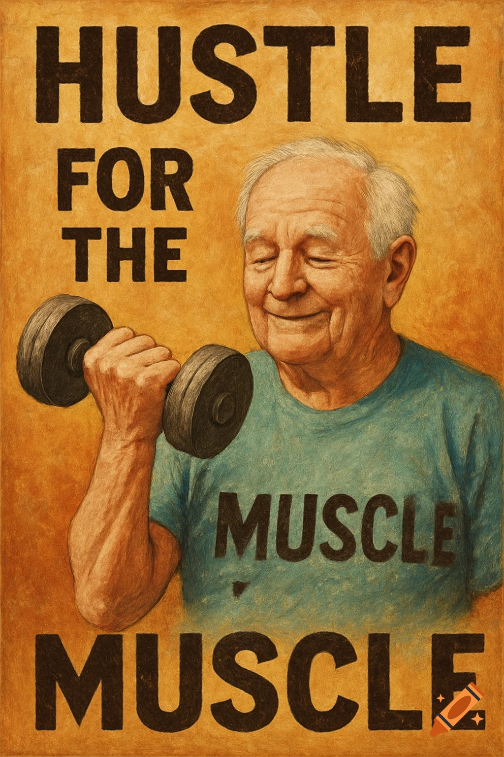Motivational exercise poster for aged care with the text "hustle for ...