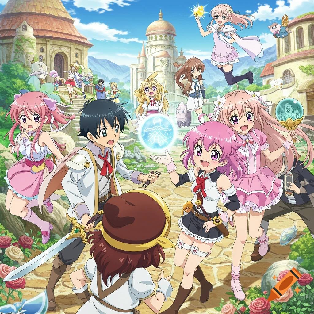 Anime battle between a robed woman with a staff and a devil girl with a ...