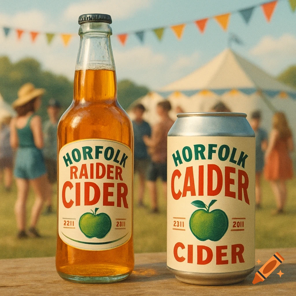 Norfolk Radier Cider rebrand, retro contemporary design with festival ...