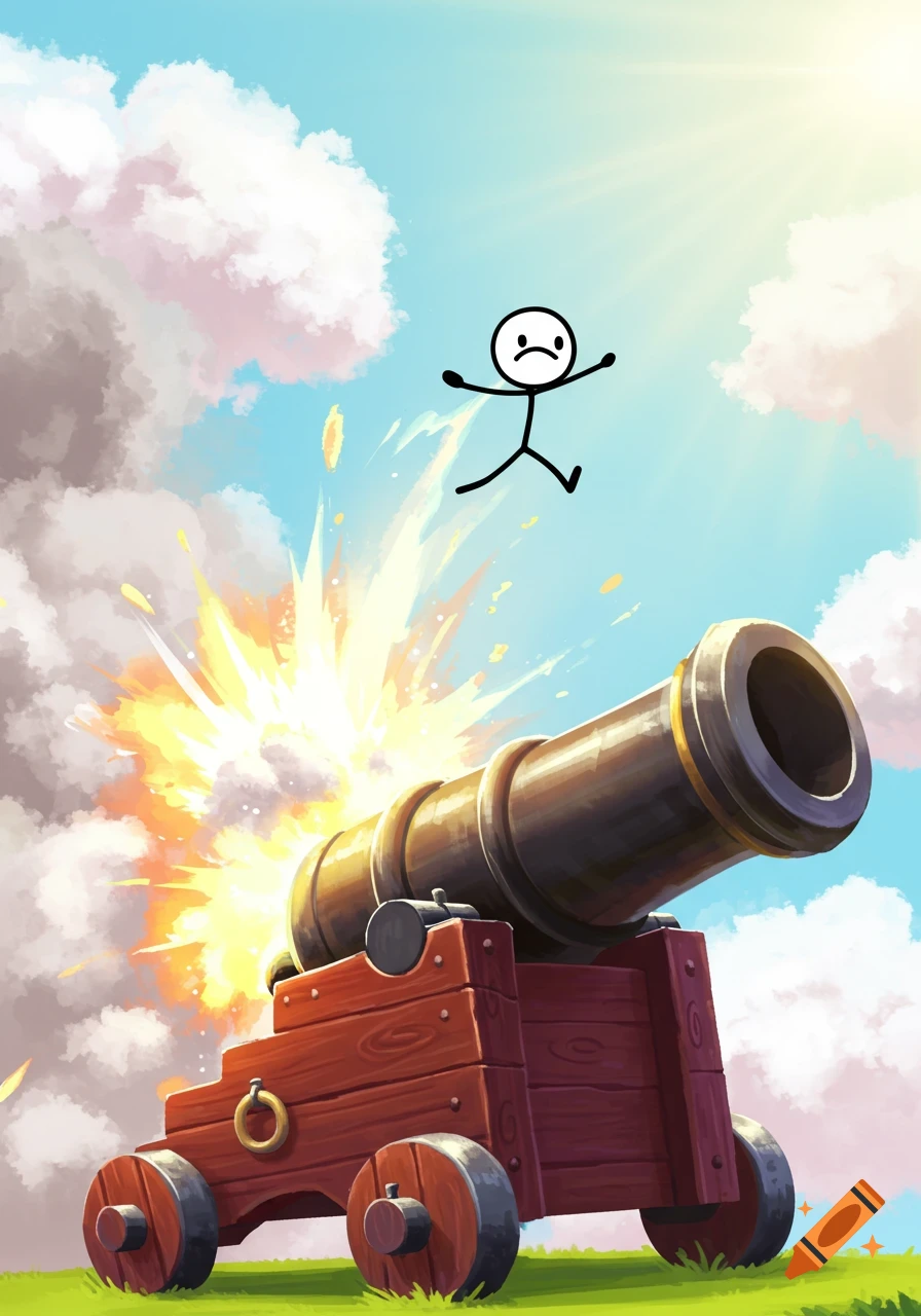 A cartoon stick figure with a staff shoots a fiery spell in front of an ...