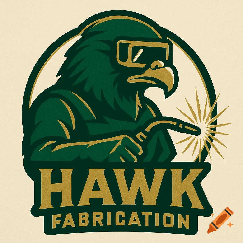 Hawk with welder logo in green and gold on Craiyon