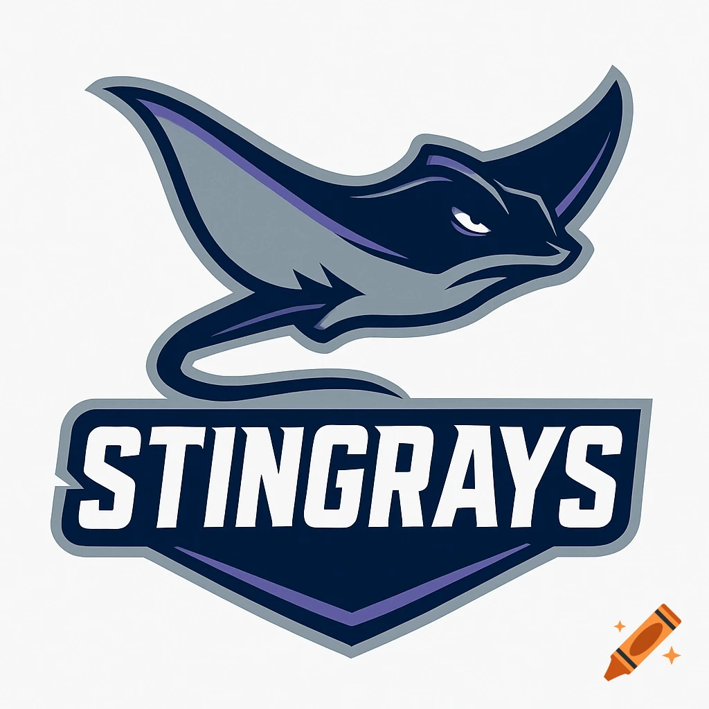 Stingray football team logo in blue, gray, and purple on Craiyon