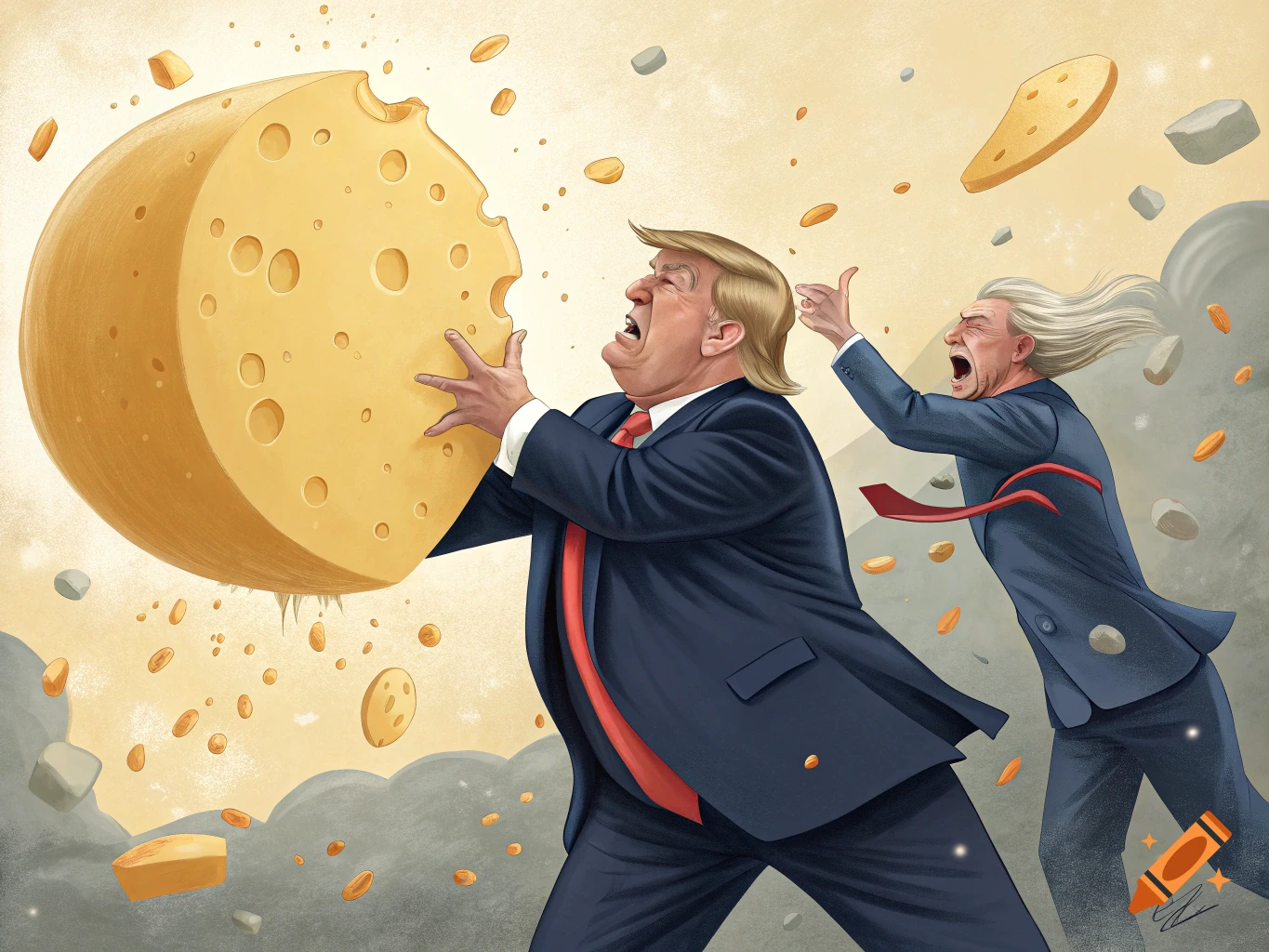 Cartoon illustration of Donald Trump standing next to a giant taco. on ...