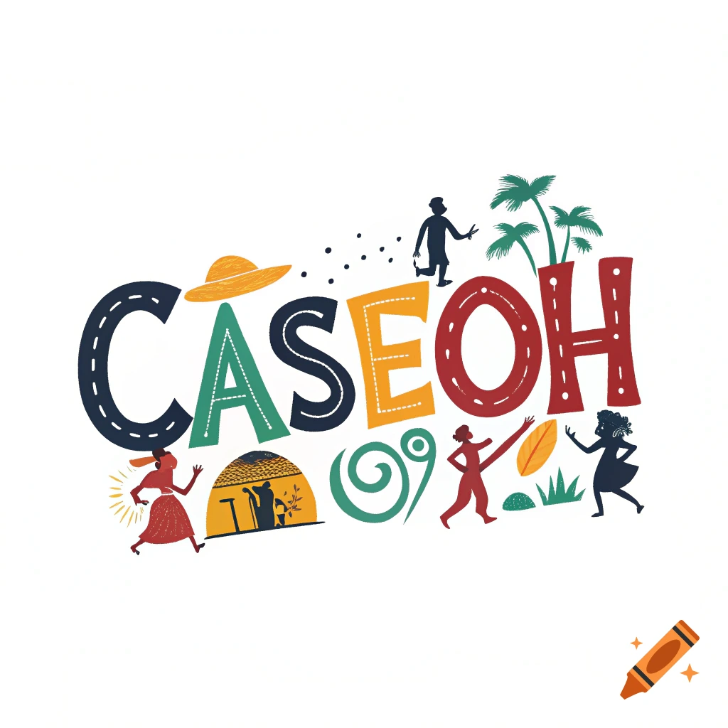 Colorful illustration with large text 'CASEOH' integrated with figures ...