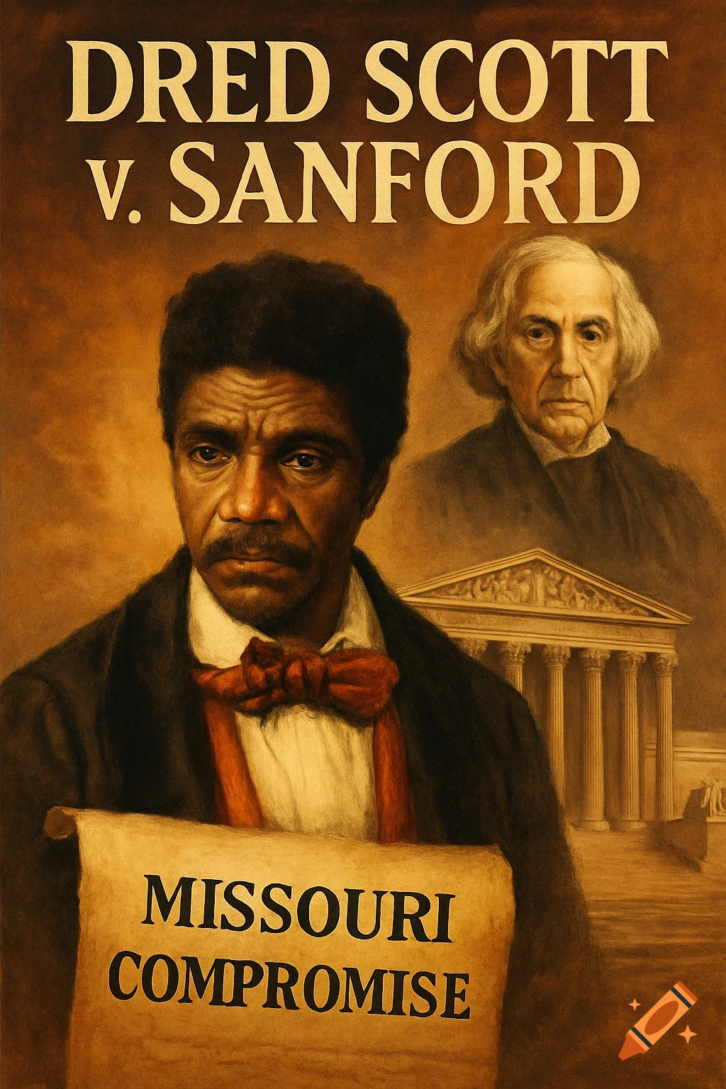 Painting-style poster for Dred Scott v. Sanford, featuring Dred Scott ...