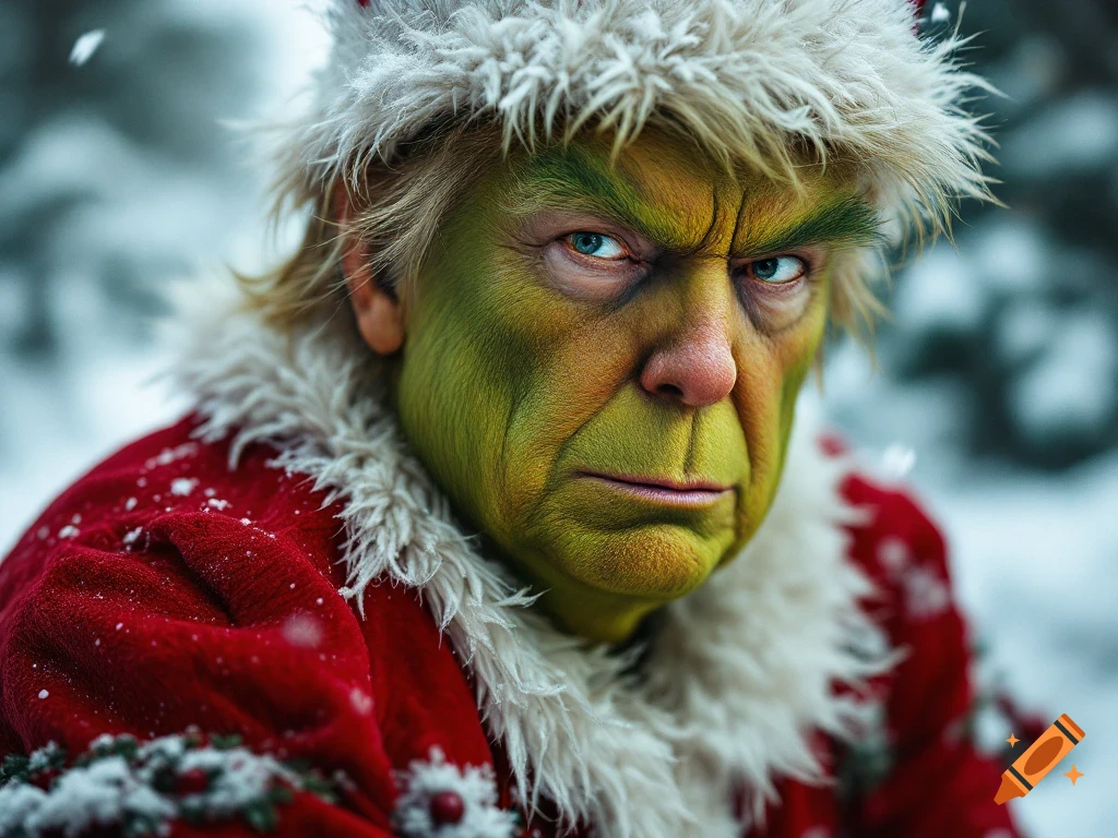Realistic portrait of Donald Trump with green skin like the Grinch ...