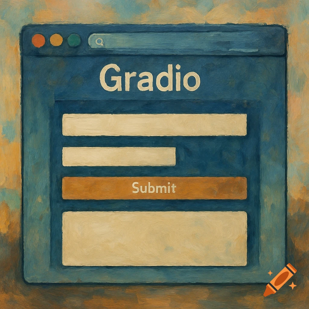 Painting of a Gradio web app interface with input fields and a submit ...