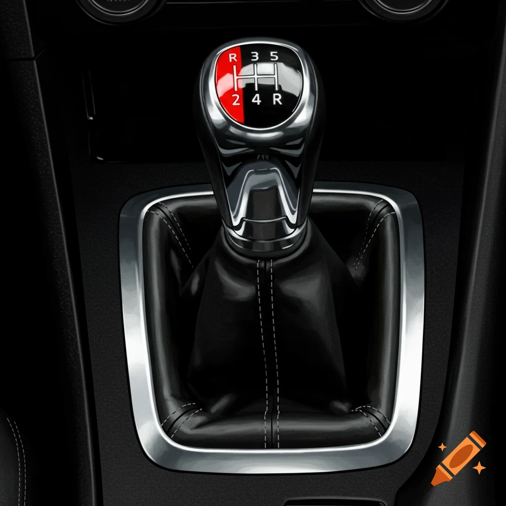 Close-up view of a car's manual gear stick. on Craiyon