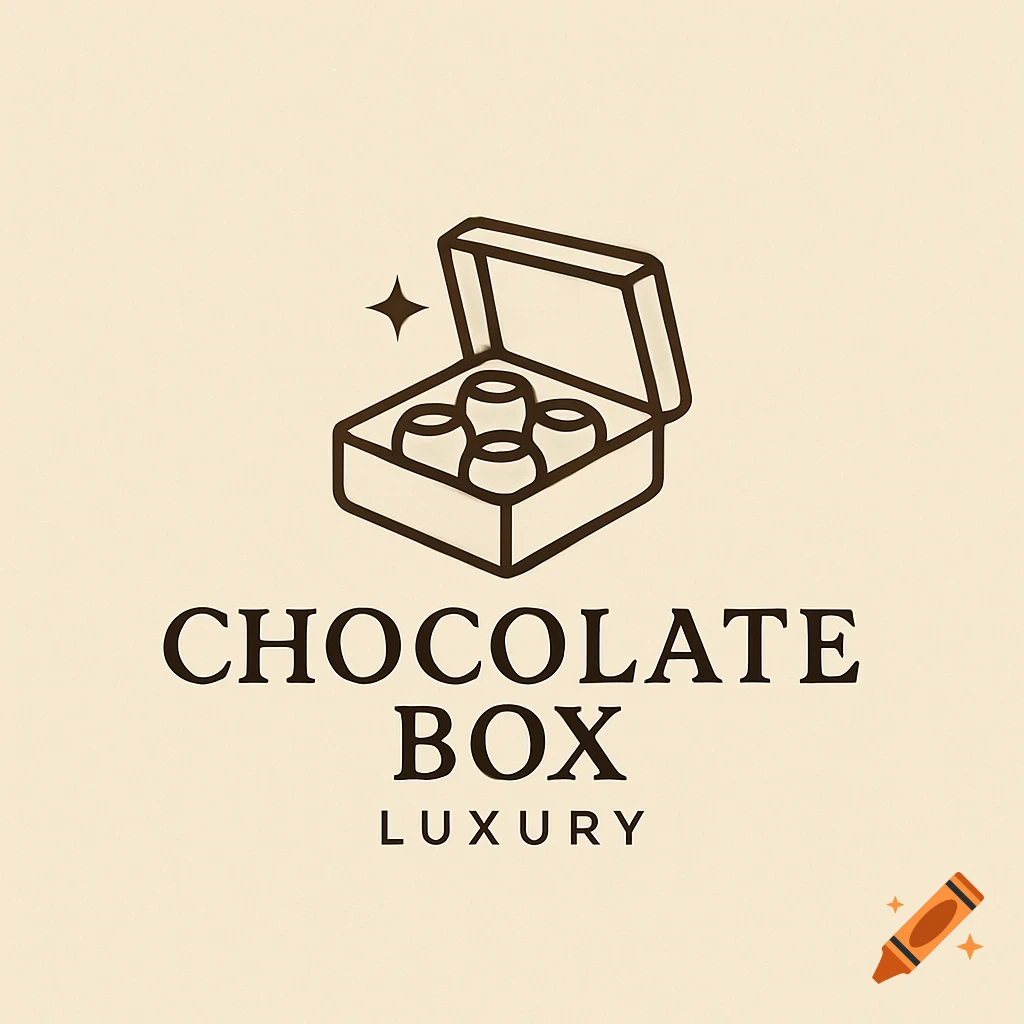 Simple line art logo for a chocolate box with the text CHOCOLATE BOX ...