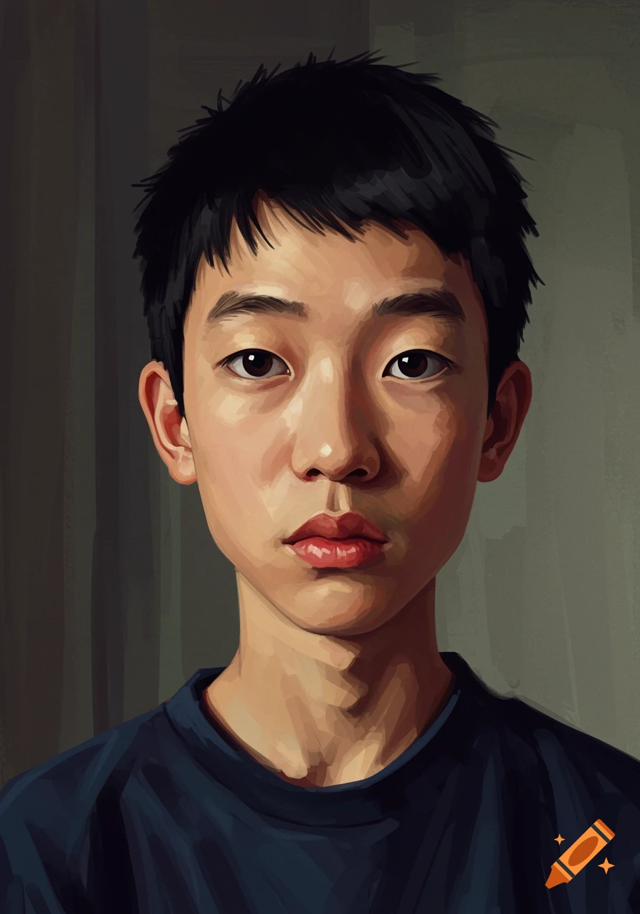 German Expressionist portrait of an Asian boy on Craiyon