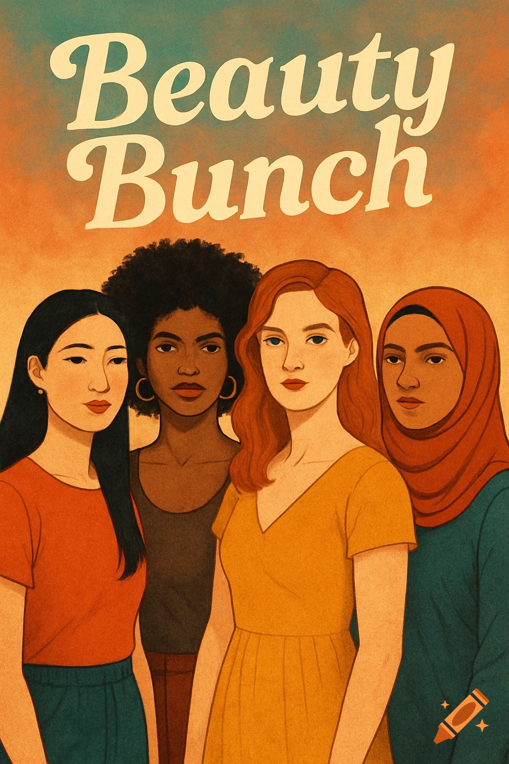 Stylized illustration of four diverse women with the text "Beauty Bunch ...