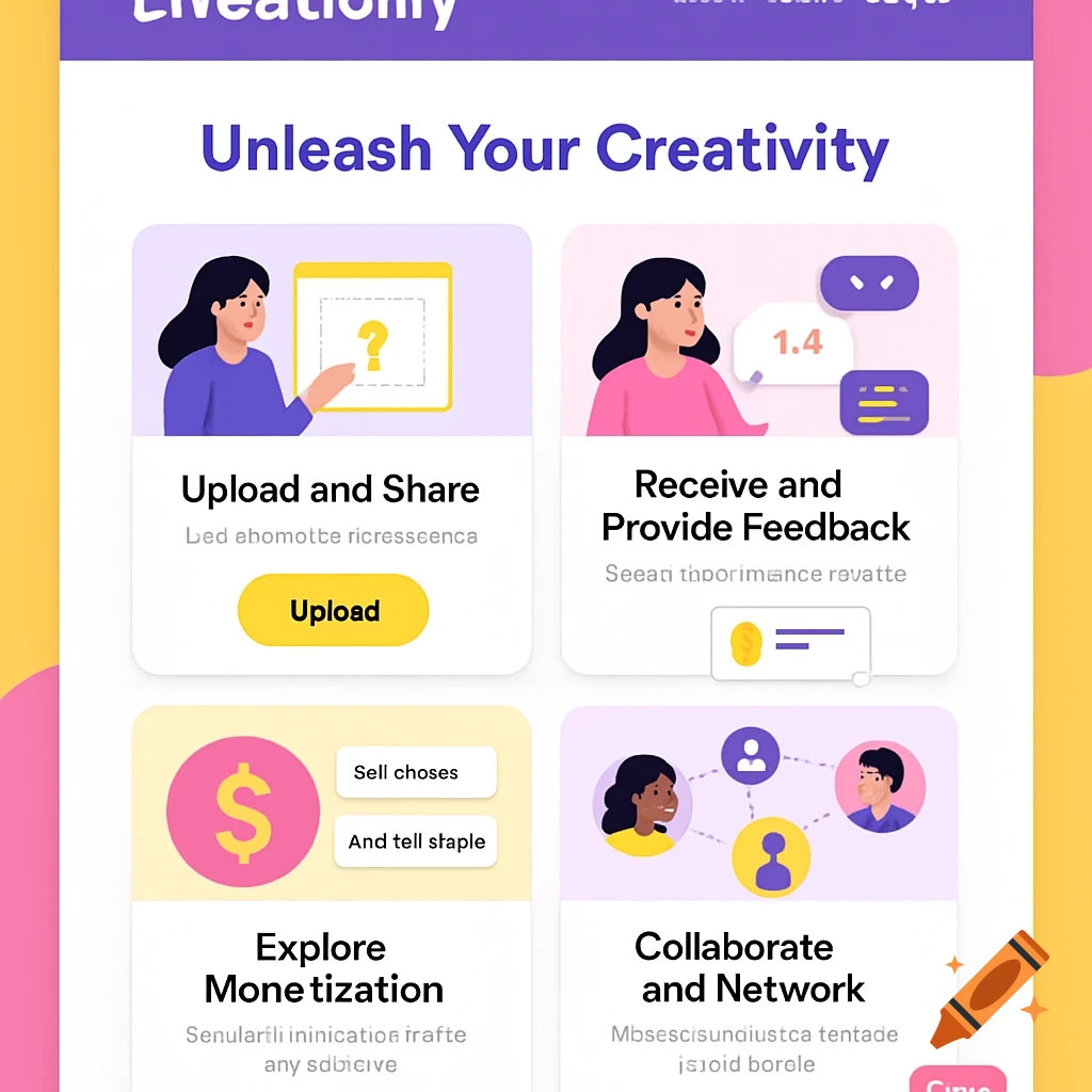 Modern UI design illustration for a platform with sections for ...