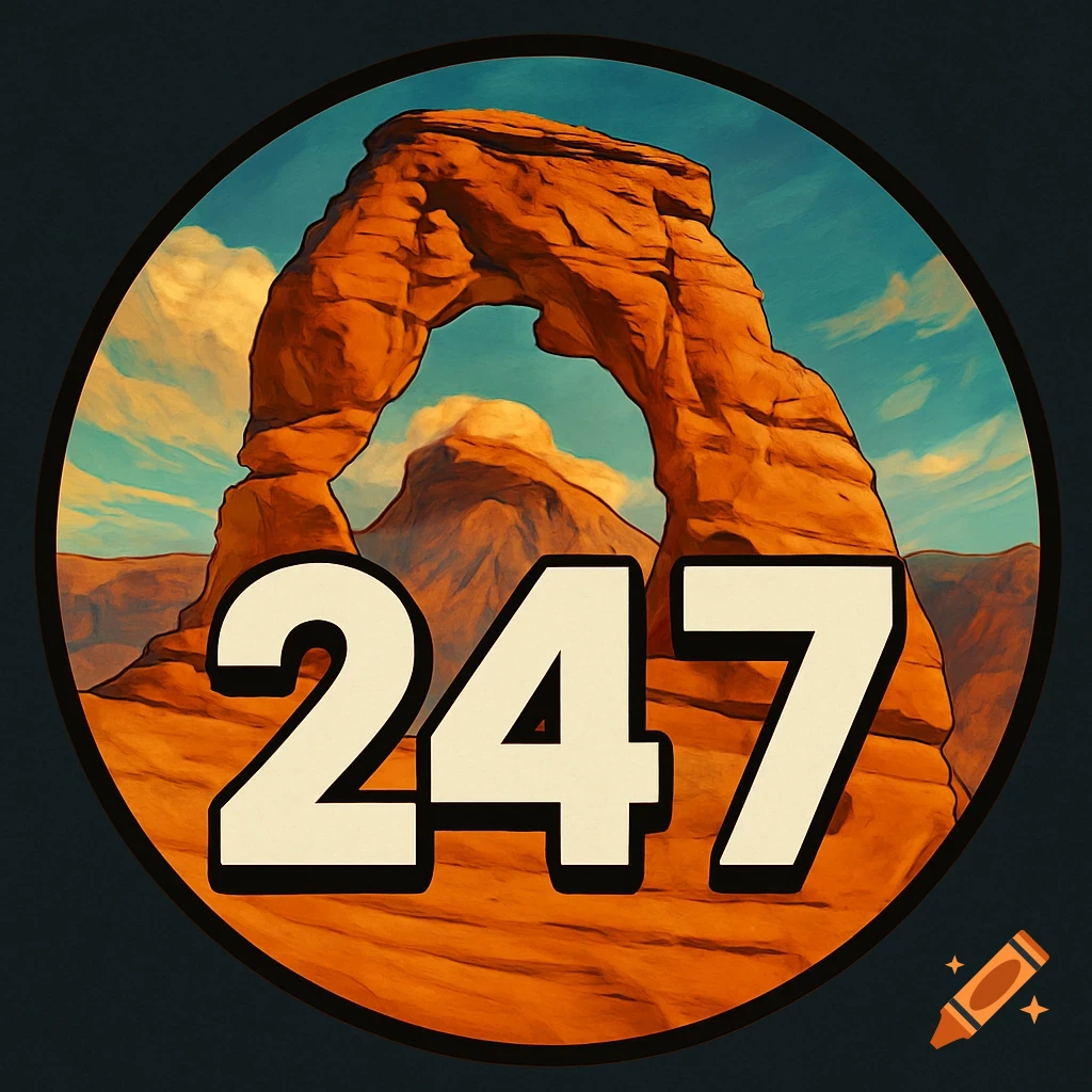 A circular profile icon with large white numbers "247" in front of a ...