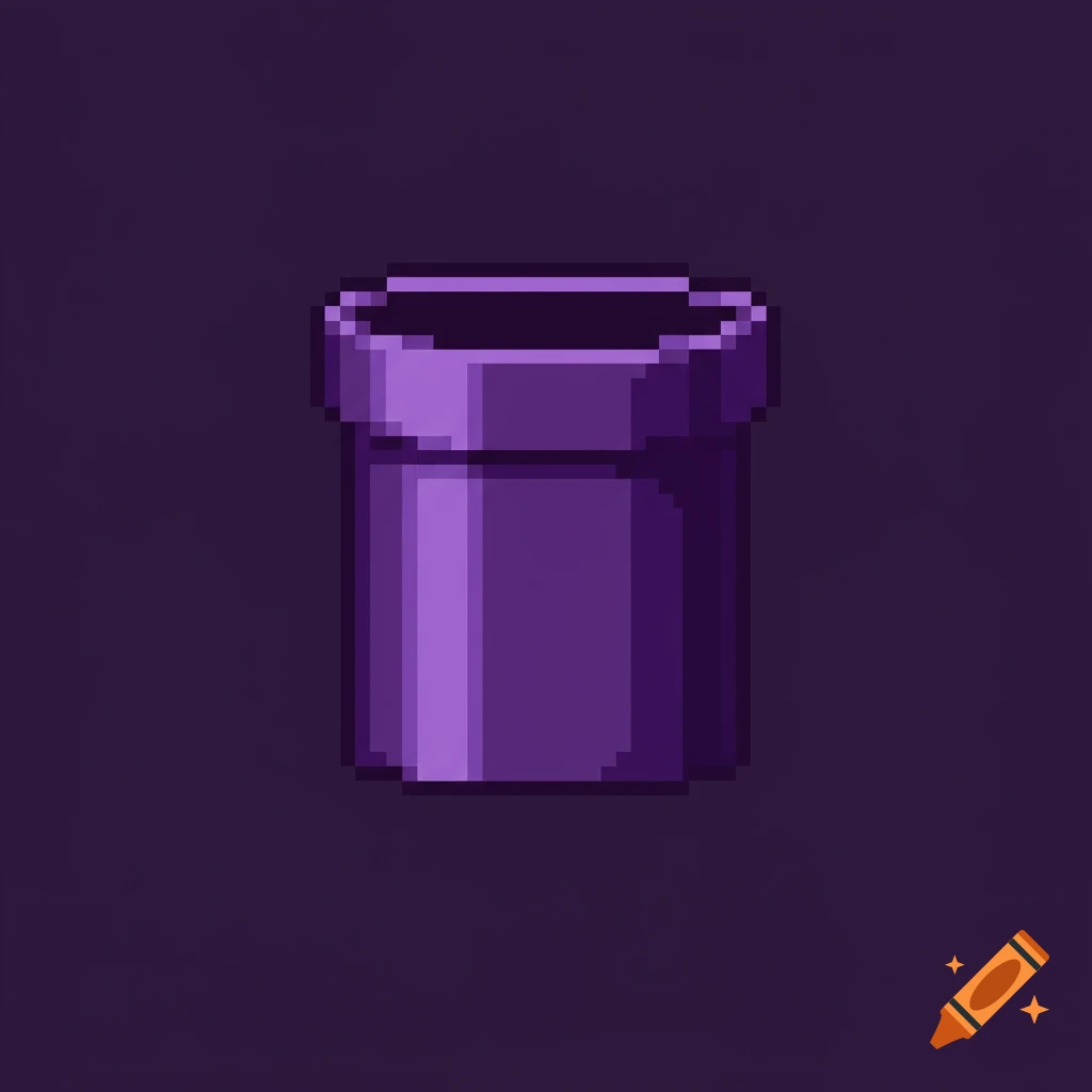 A pixel art illustration of a purple pipe on a dark background. on Craiyon