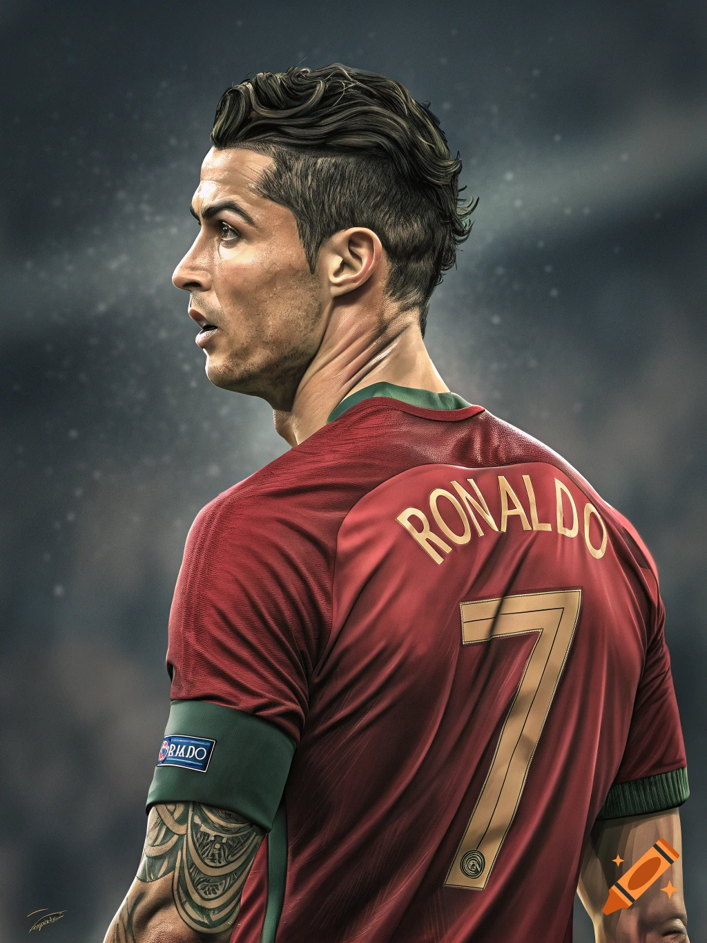 Illustration of Cristiano Ronaldo in a red Portugal jersey, looking ...
