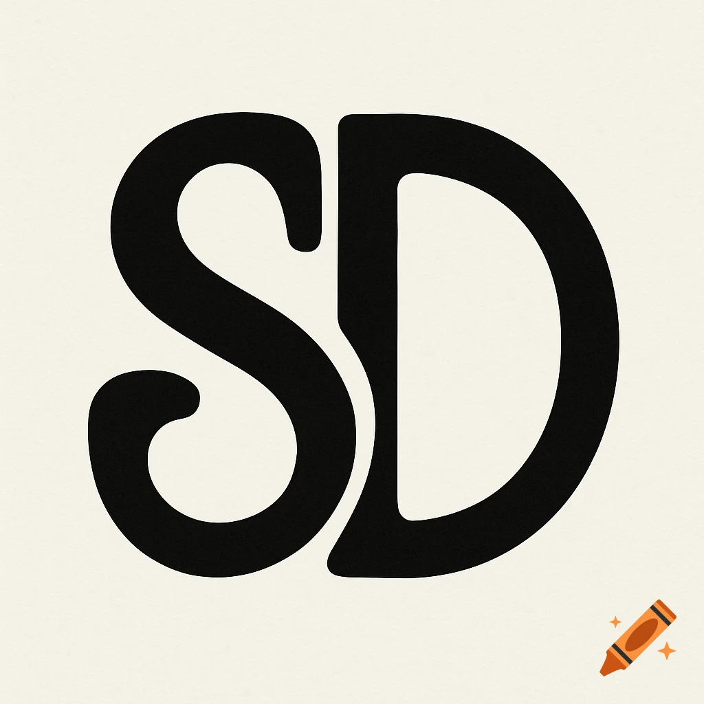 Simplistic black logo with the letters SD on a light background. on Craiyon