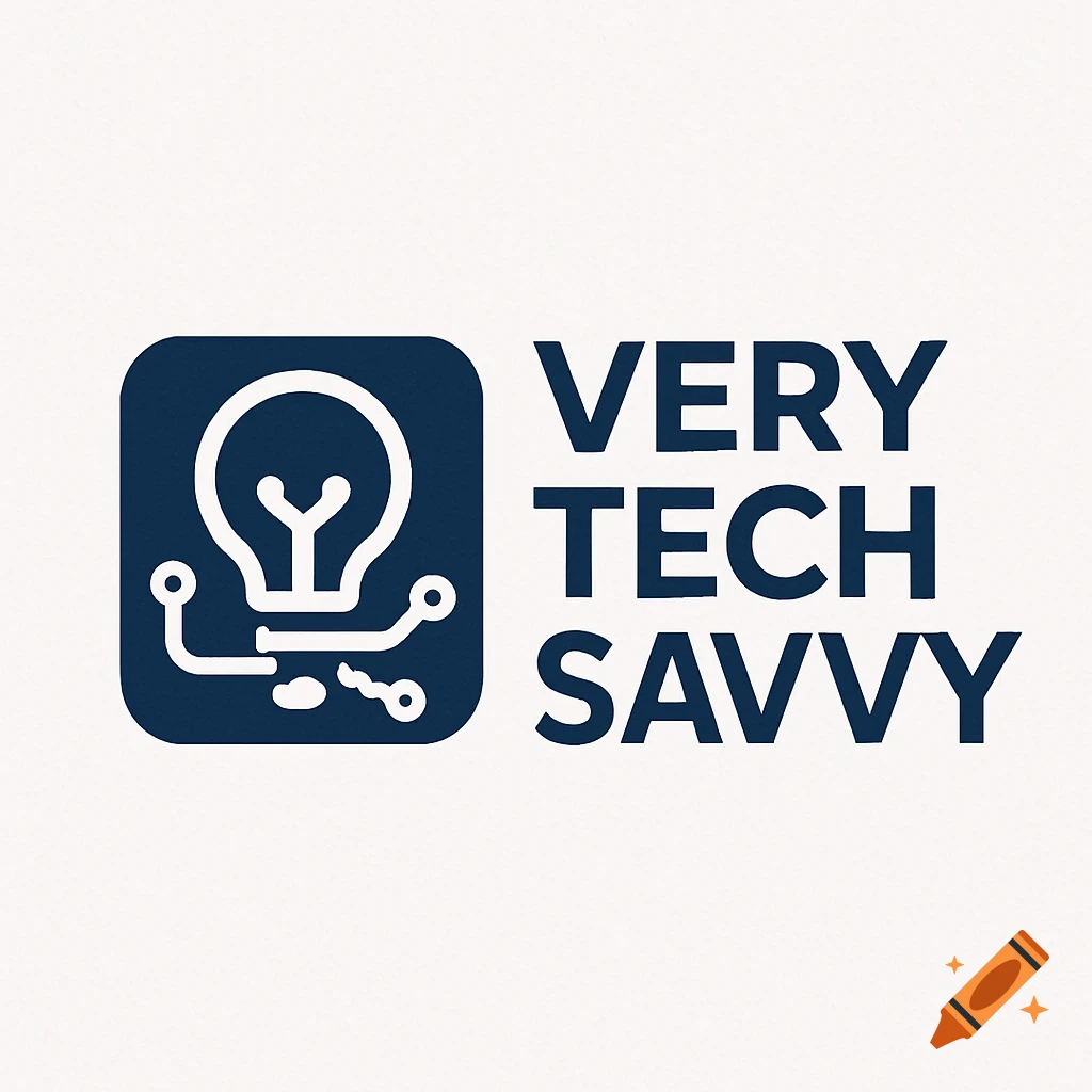 Logo for Very Tech Savvy featuring a light bulb connected to circuitry ...