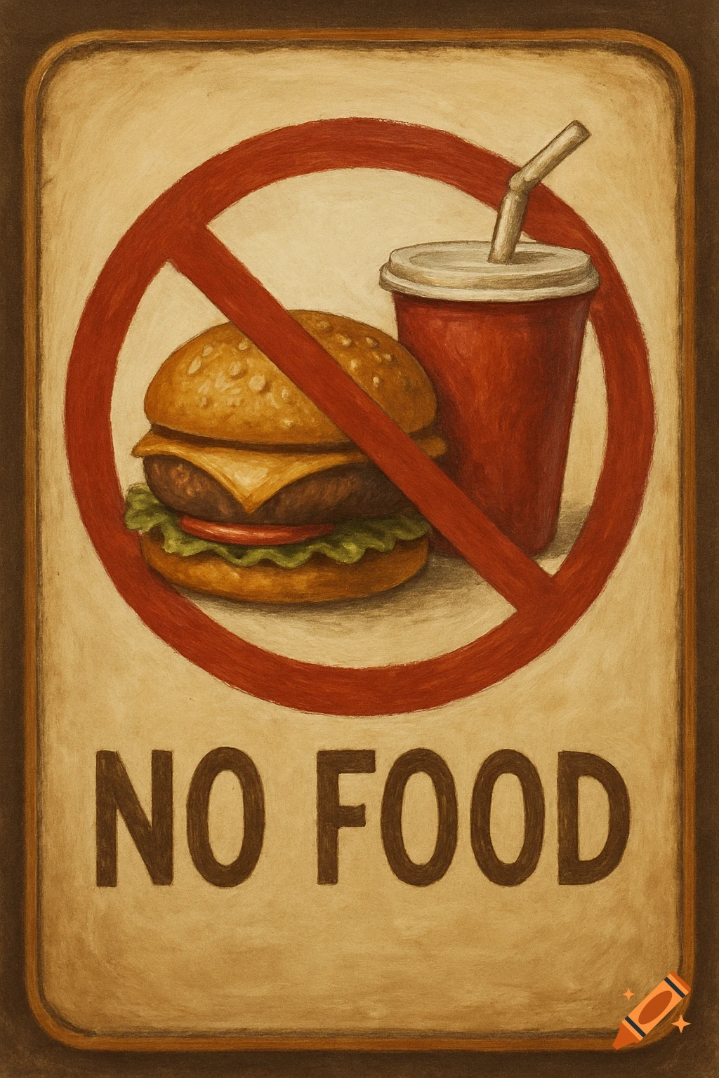 No food sign with a burger and soda can under a prohibition symbol ...