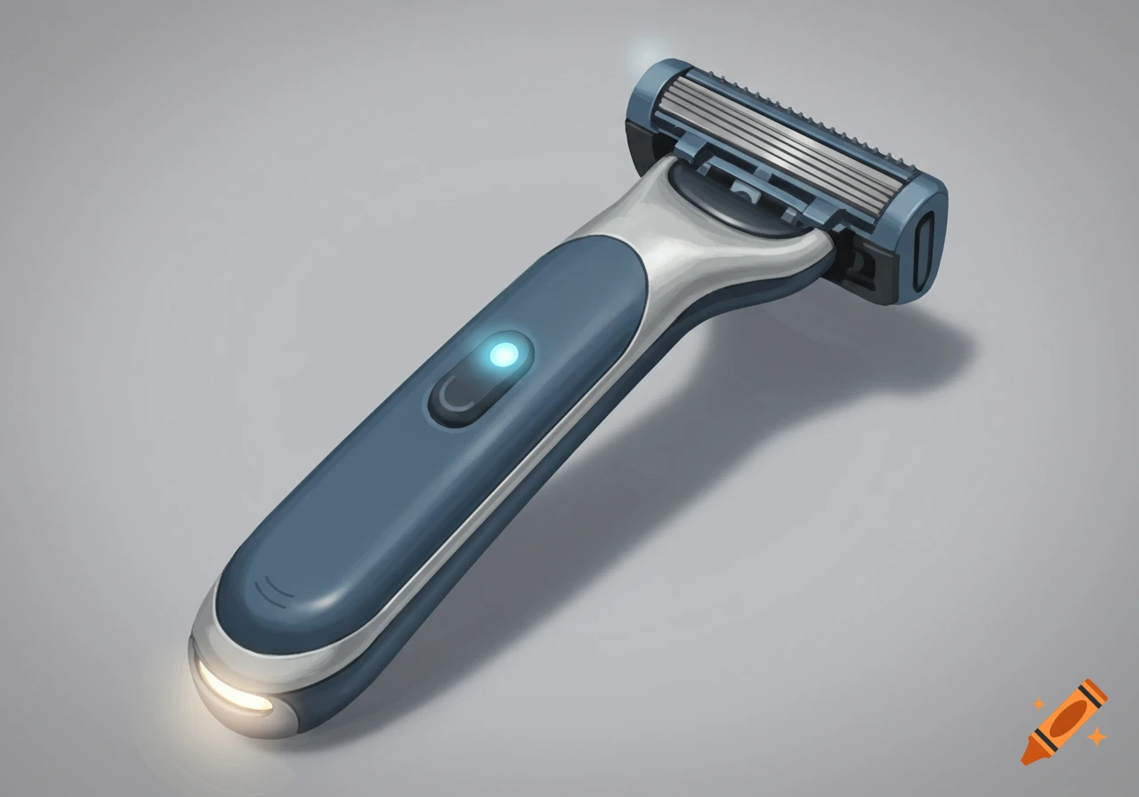 Contemporary wet razor illustration with blue and silver details. on ...