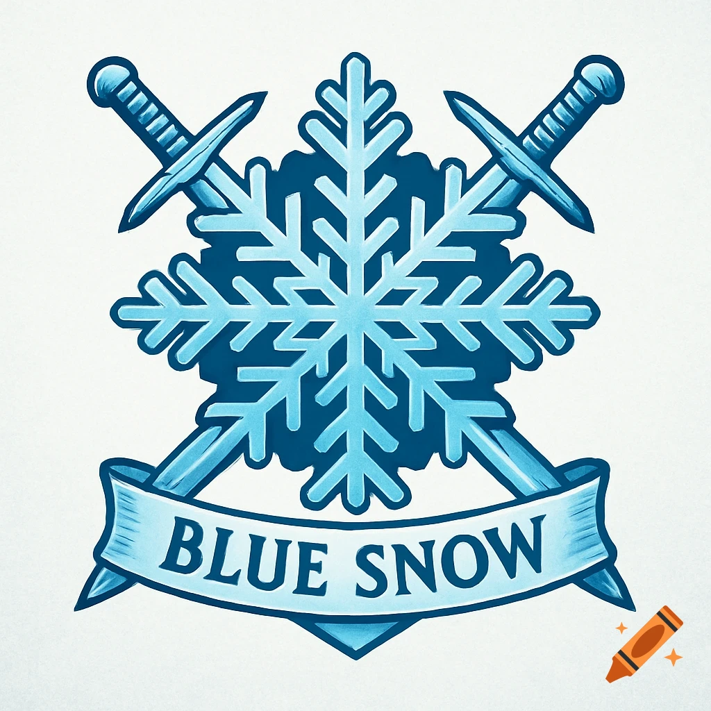 Blue emblem with snowflake and crossed swords above a banner reading ...