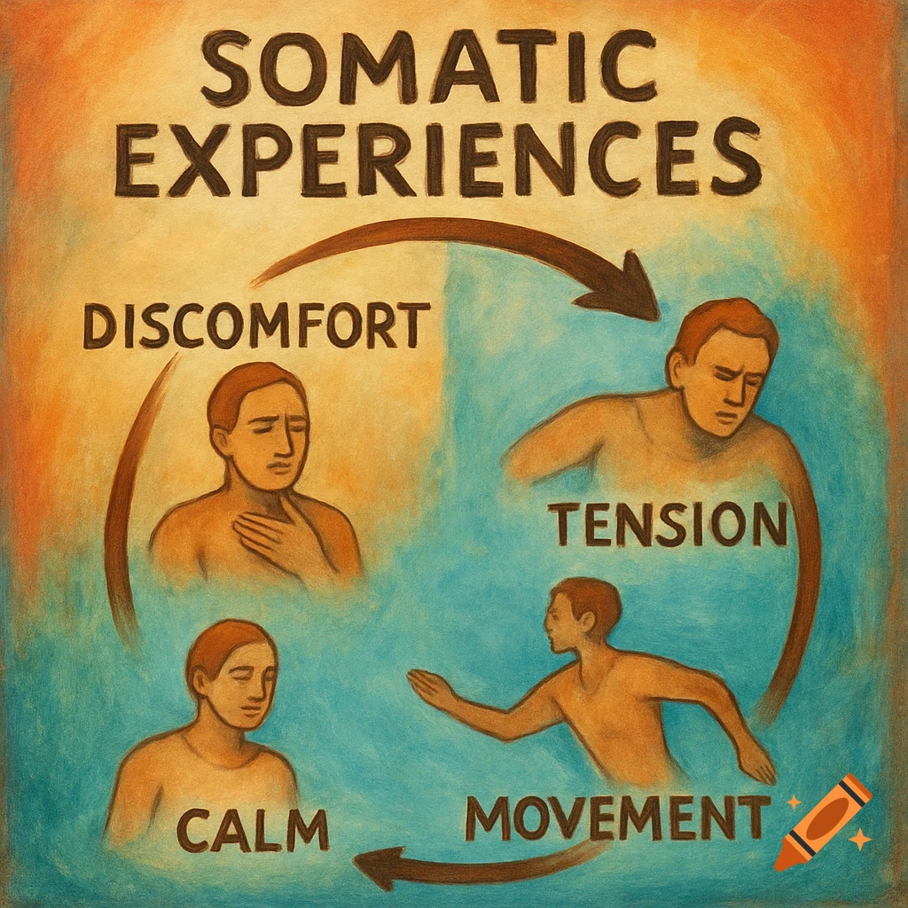 Illustration of a somatic experiences diagram showing discomfort ...