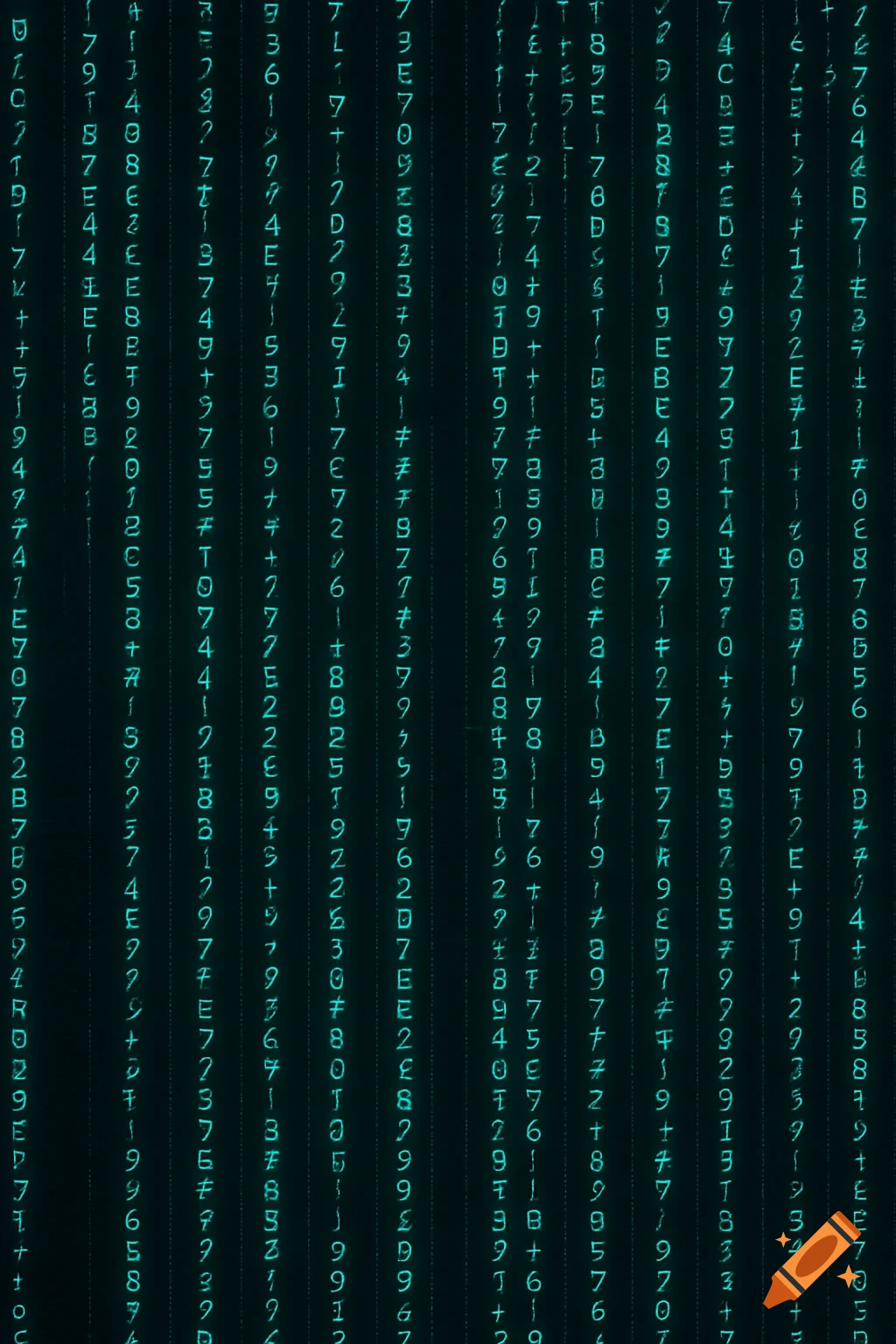 Vertical streams of neon turquoise digital code on a black background ...