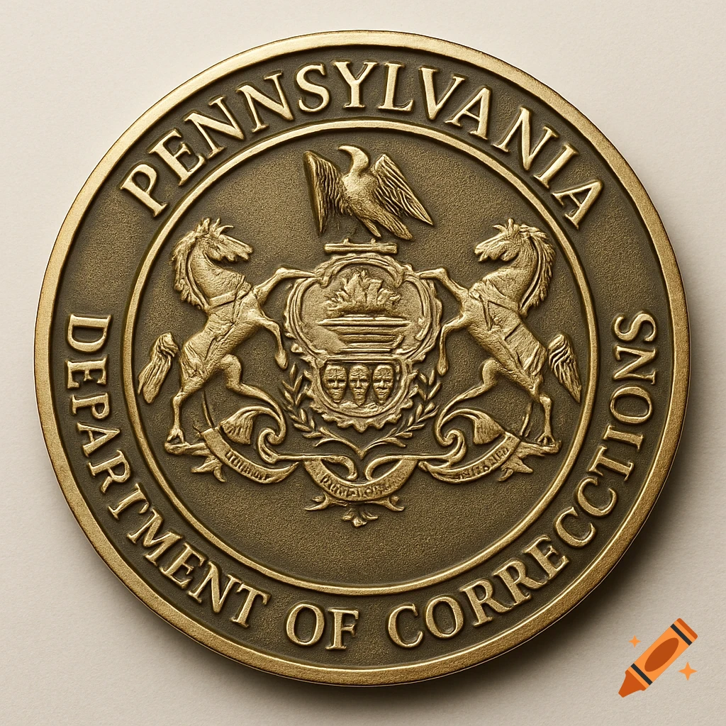 Bronze coin with the Pennsylvania Department of Corrections seal on Craiyon