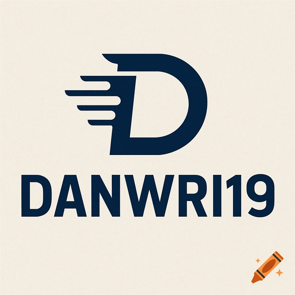 Logo with stylized 'D' icon and text 'DANWRI19' on Craiyon