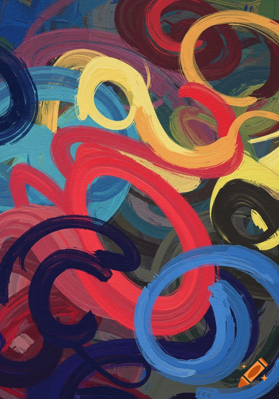 Abstract painting of colorful swirling brush strokes. on Craiyon