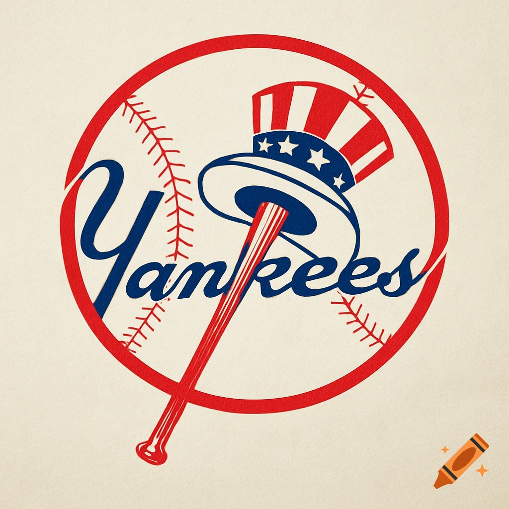 New York Yankees logo with text, baseball bat, and patriotic hat inside ...
