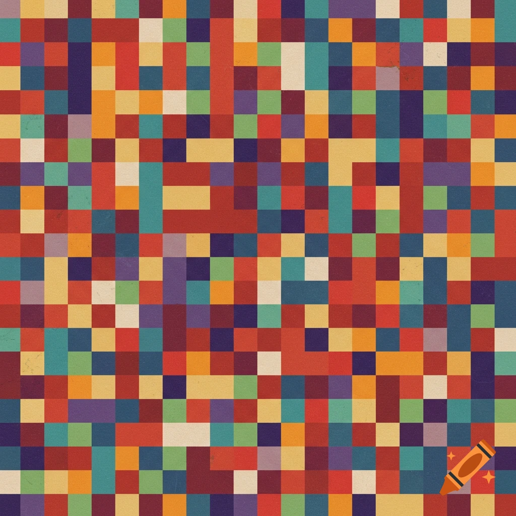 A seamless pattern of a colorful grid of squares. on Craiyon