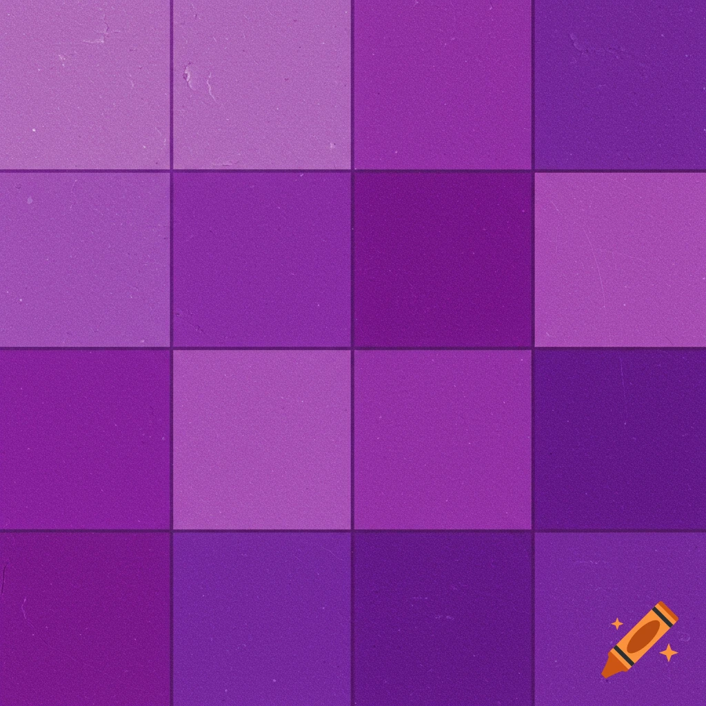 A grid of purple squares in varying shades with a textured, retro ...